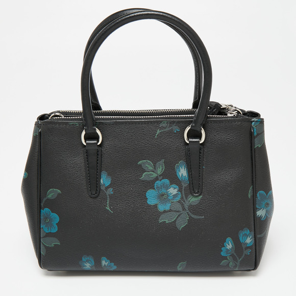 Coach | Bags | Coach Black Floral Print Coated Canvas And Leather Mini ...